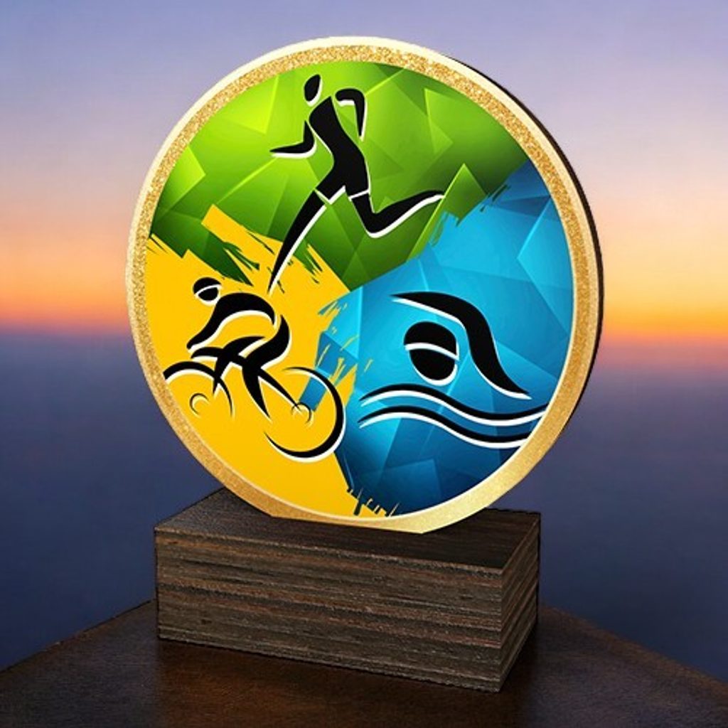 Holt Colour Triathlon Real Wood Trophy | Trophy Monster