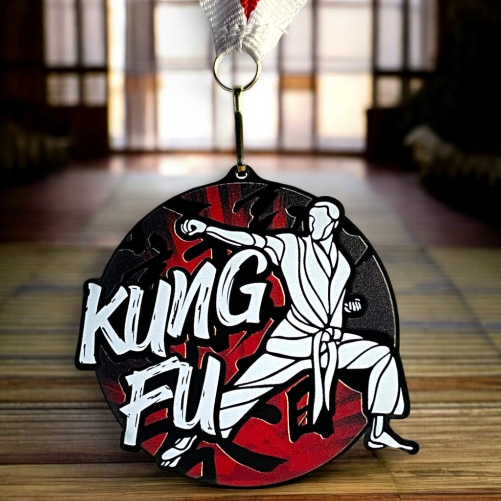 Rincon Colour Kung Fu Black Acrylic Medal | Trophy Monster