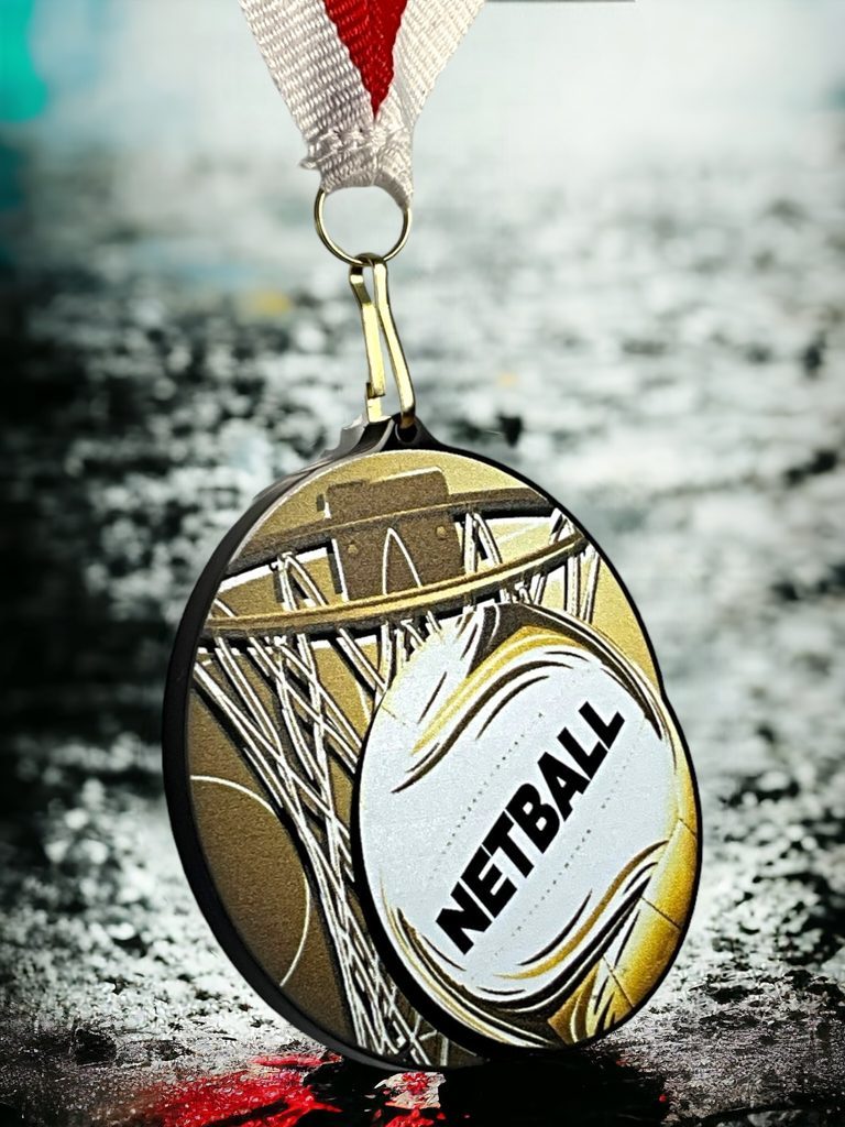 Rincon Classic Netball Black Acrylic Medal | Trophy Monster