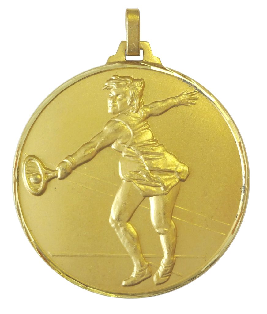 Diamond Edged Female Tennis Gold Medal | Trophy Monster