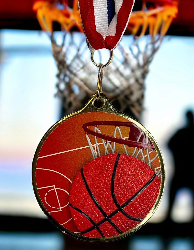 Hercules Texture Print Basketball Medal | Trophy Monster