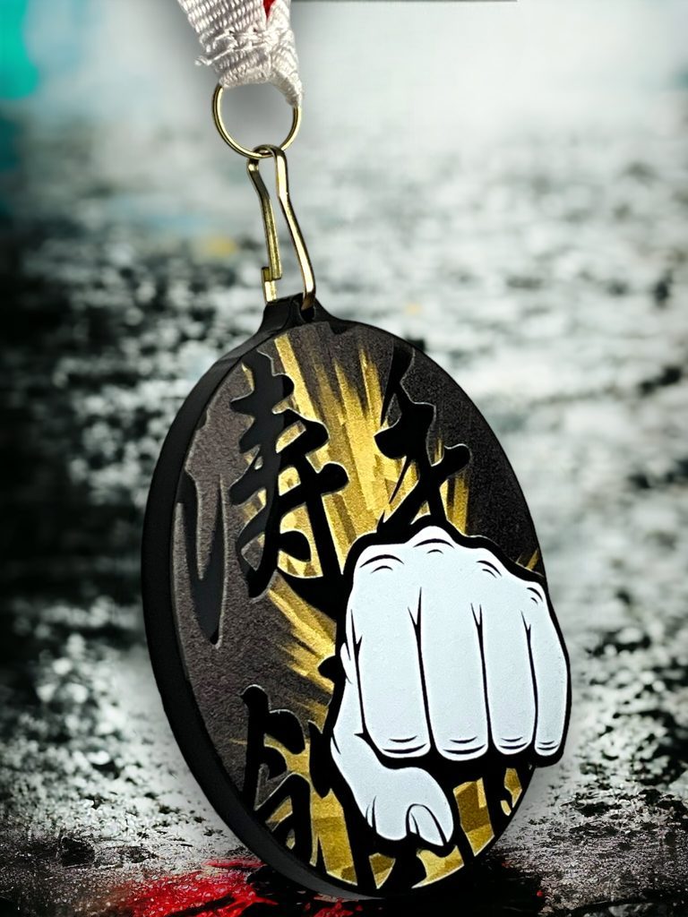 Rincon Classic Martial Arts Fist Black Acrylic Medal | Trophy Monster