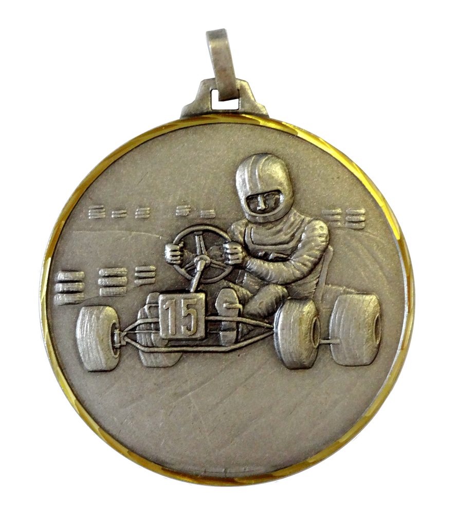 Diamond Edged Go Kart Silver Medal | Trophy Monster