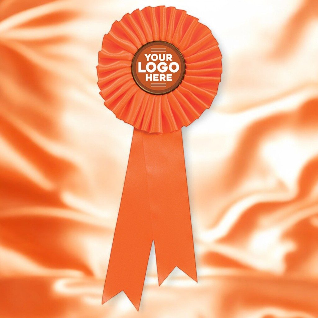 Orange Satin Feel Logo Rosette | Trophy Monster