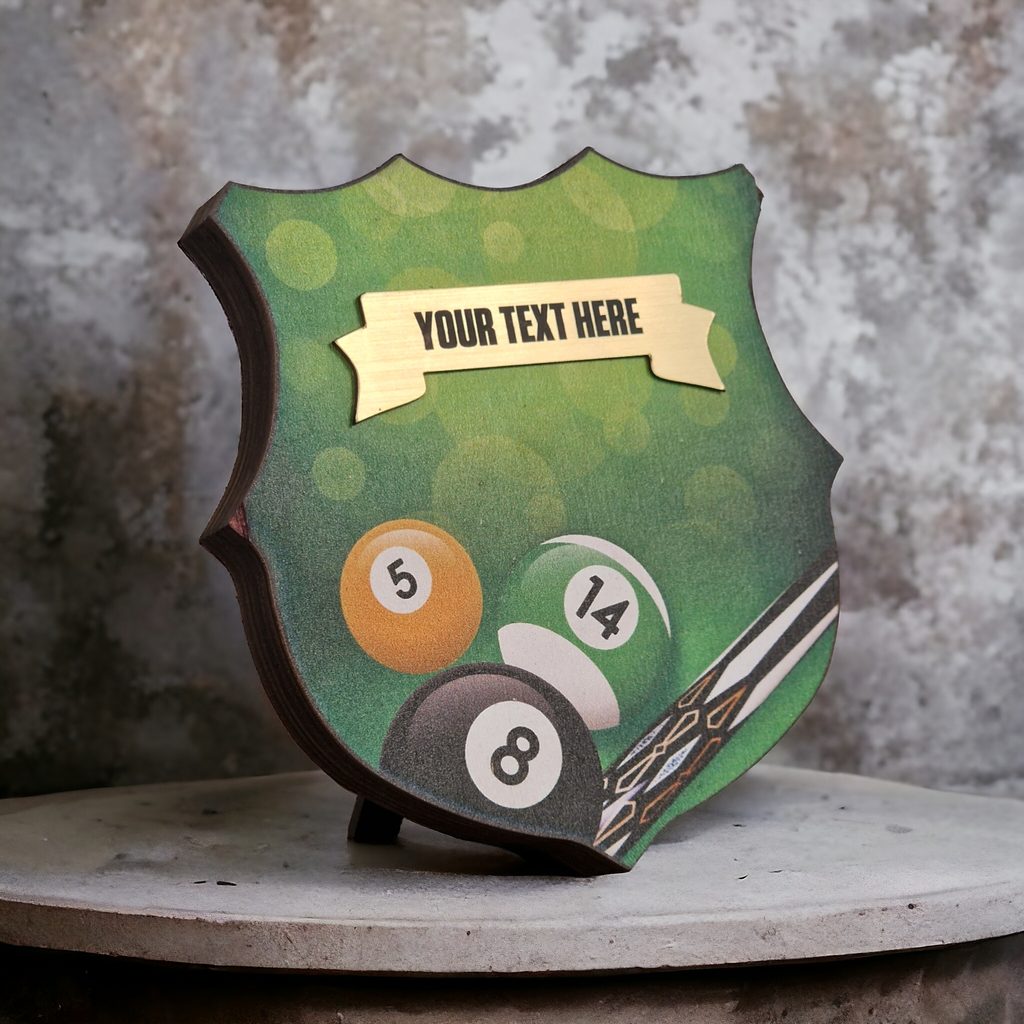 Heraldic Birchwood Pool Shield | Trophy Monster