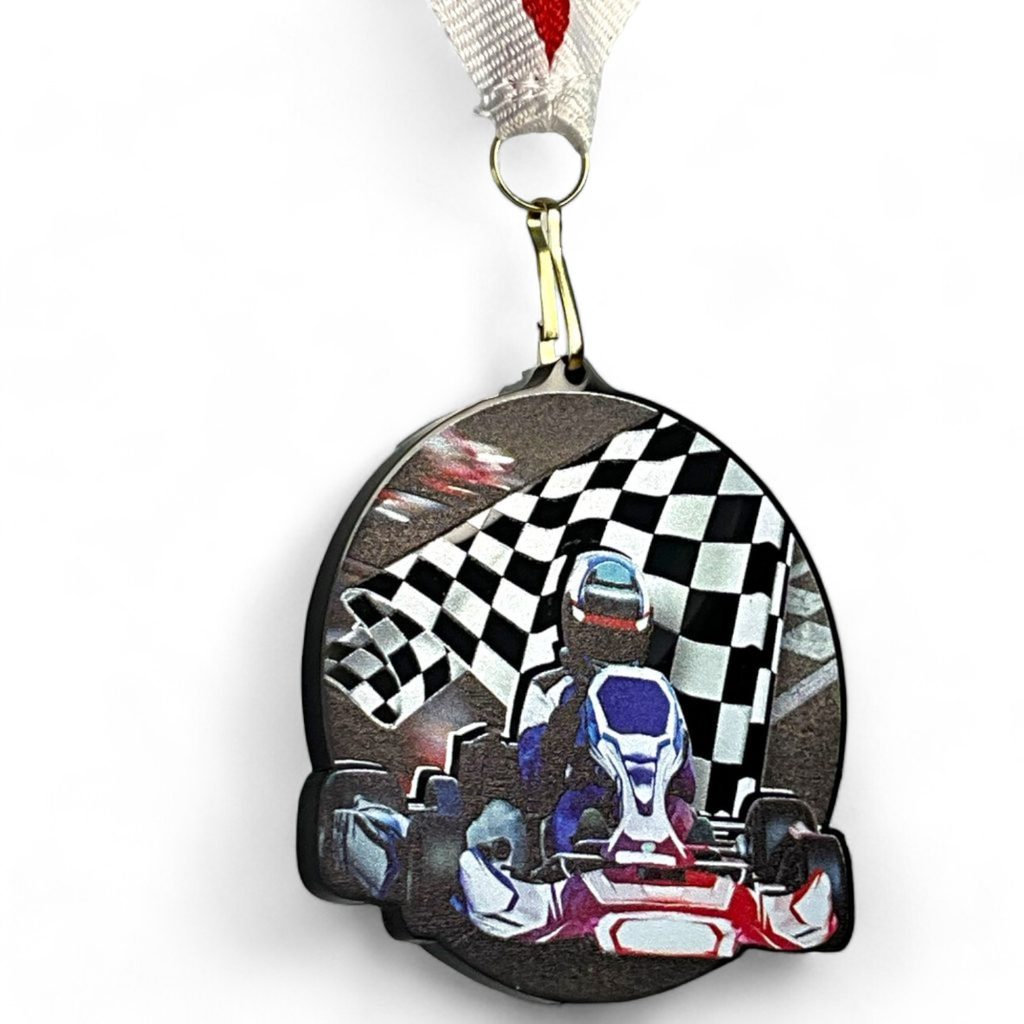 Rincon Colour Go Kart Black Acrylic Medal | Trophy Monster