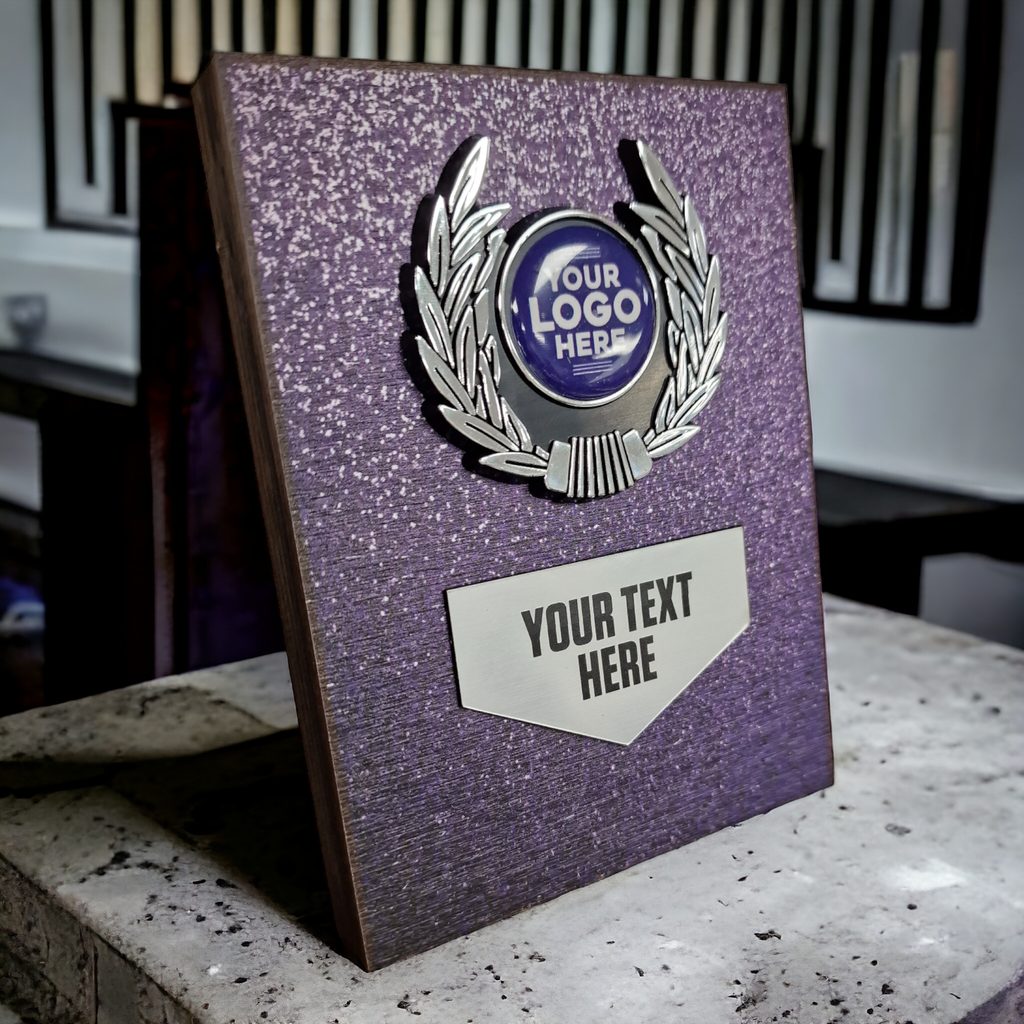 Gemstone Purple Birchwood Logo Insert Shield | Trophy Monster