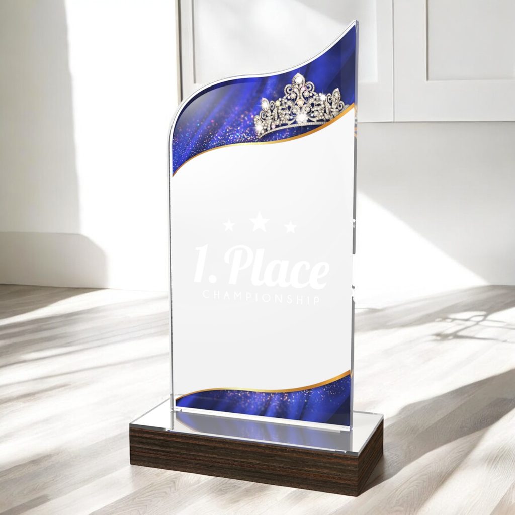 United Beauty Pageant Acrylic Wood Fusion Trophy | Trophy Monster