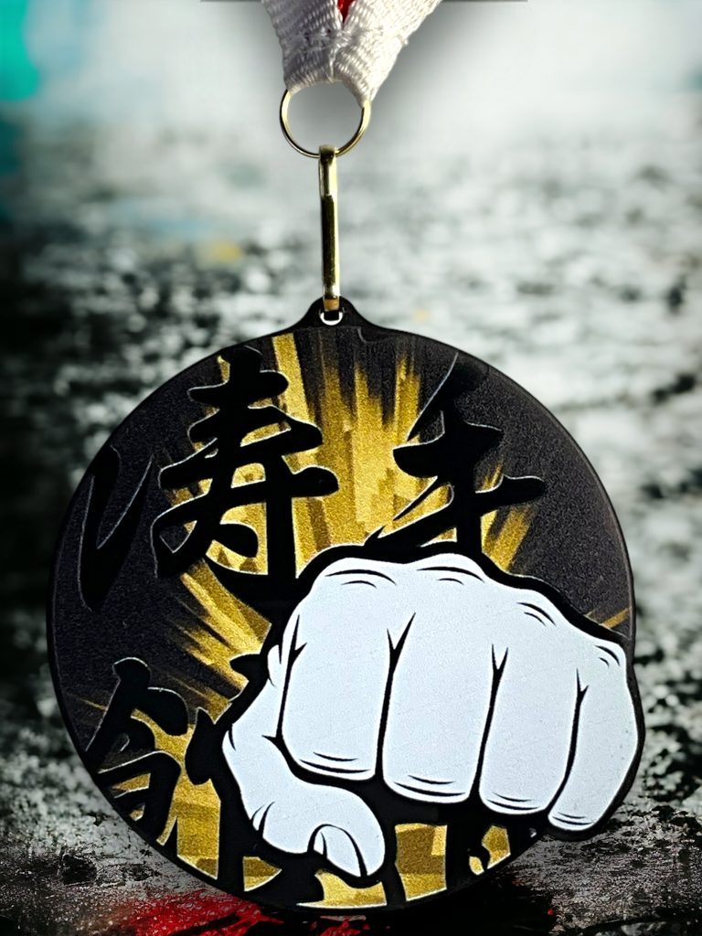 Rincon Classic Martial Arts Fist Black Acrylic Medal | Trophy Monster