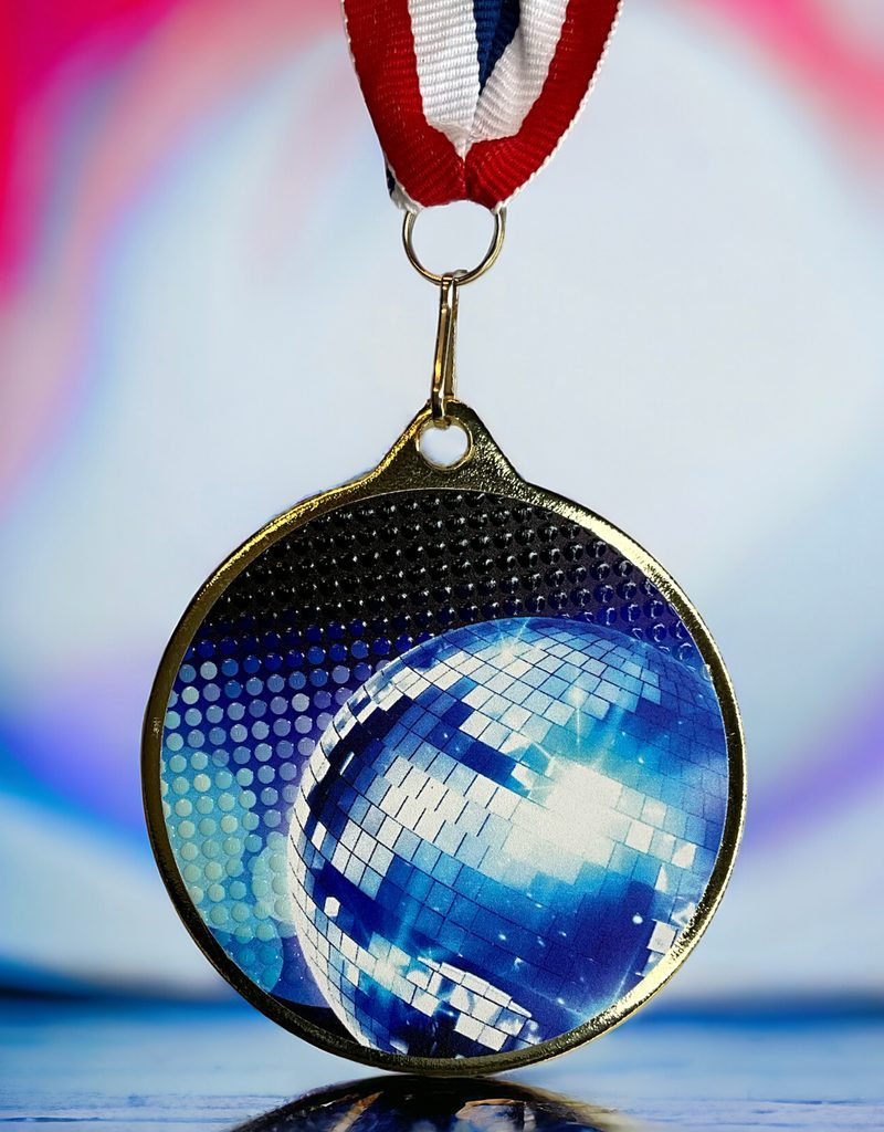 Hercules Texture Print Blue Disco Ball Medal | Trophy Monster