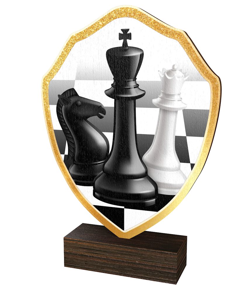 Arden Chess Real Wood Shield Trophy | Trophy Monster