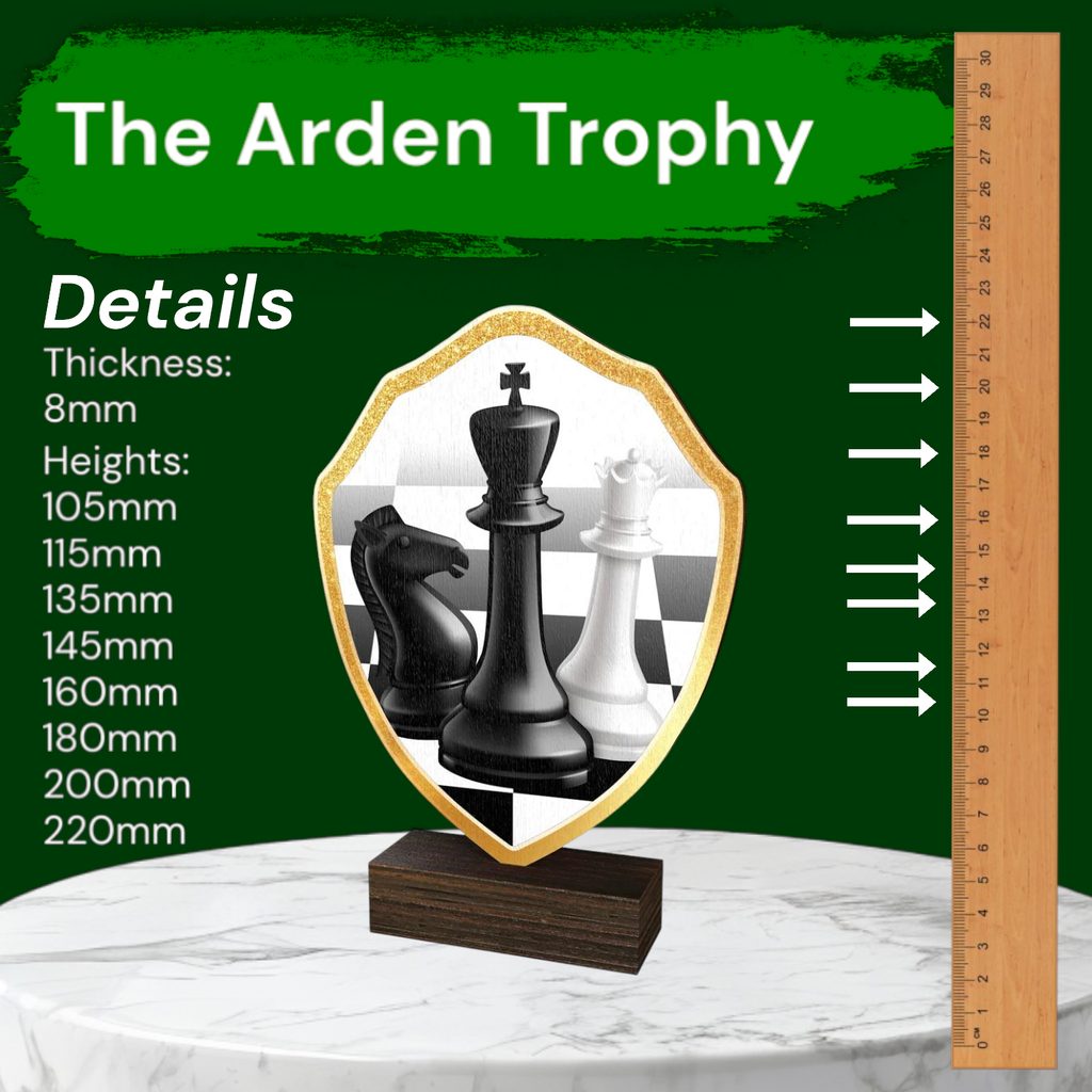 Arden Chess Real Wood Shield Trophy | Trophy Monster