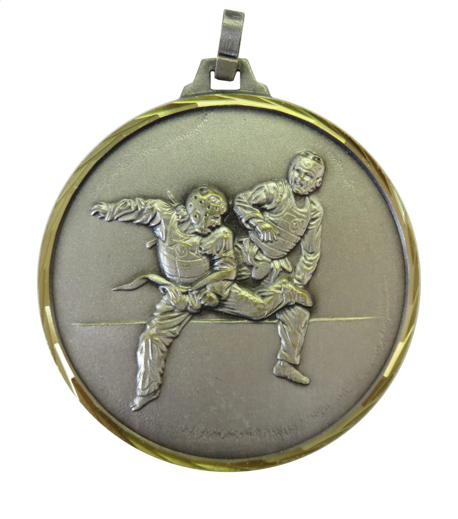 Diamond Edged Karate Kumite Silver Medal | Trophy Monster