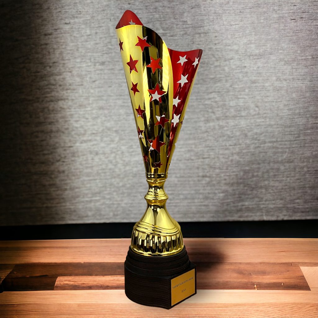 Hays Gold Red Trophy Cone Stars Cup | Trophy Monster