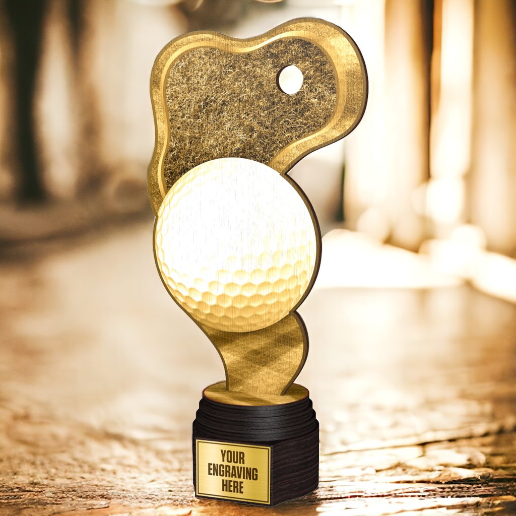 Frontier Classic Real Wood Golf Putting Green Trophy | Trophy Monster