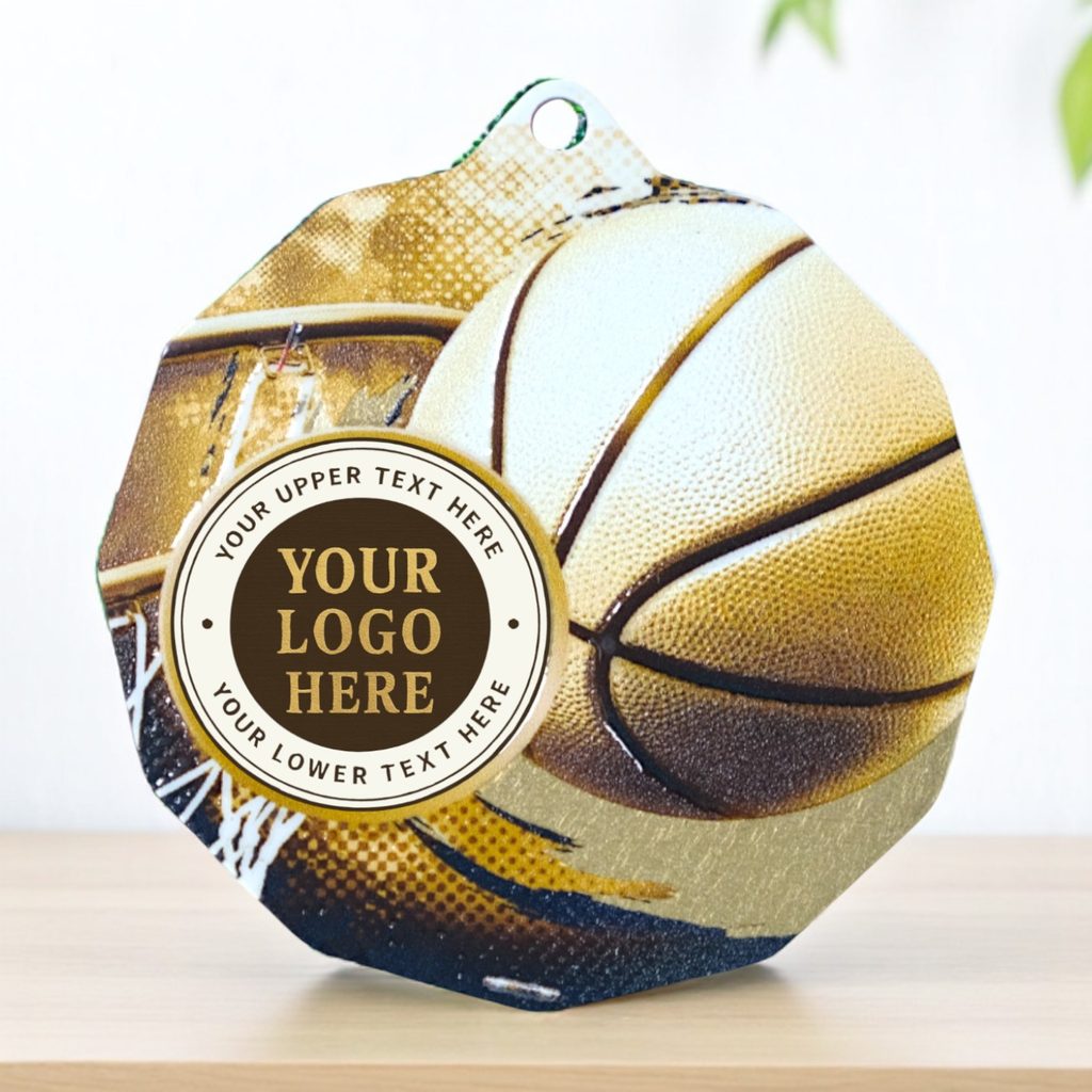 Dodeca Basketball Stainless Steel Logo Insert Medal | Trophy Monster