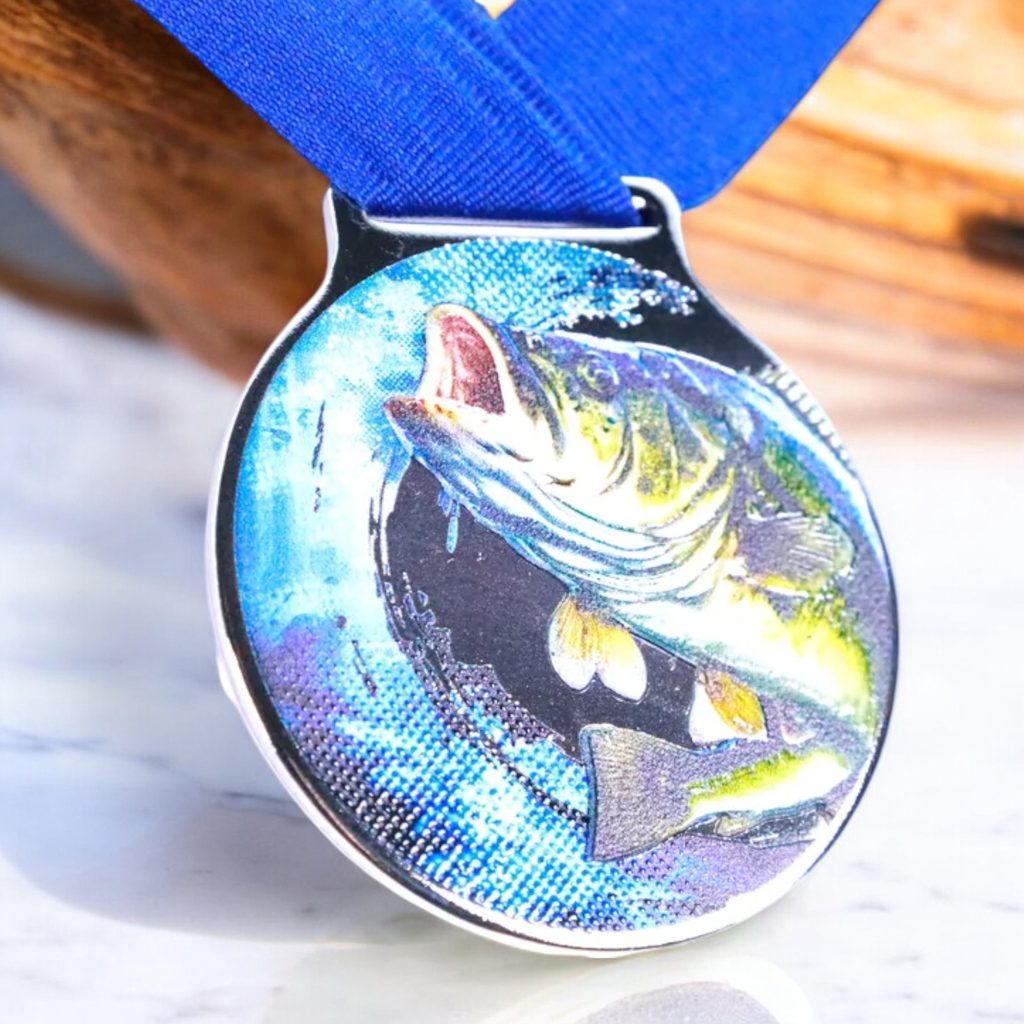 Vulcan Fishing Silver Texture Print Medal | Trophy Monster