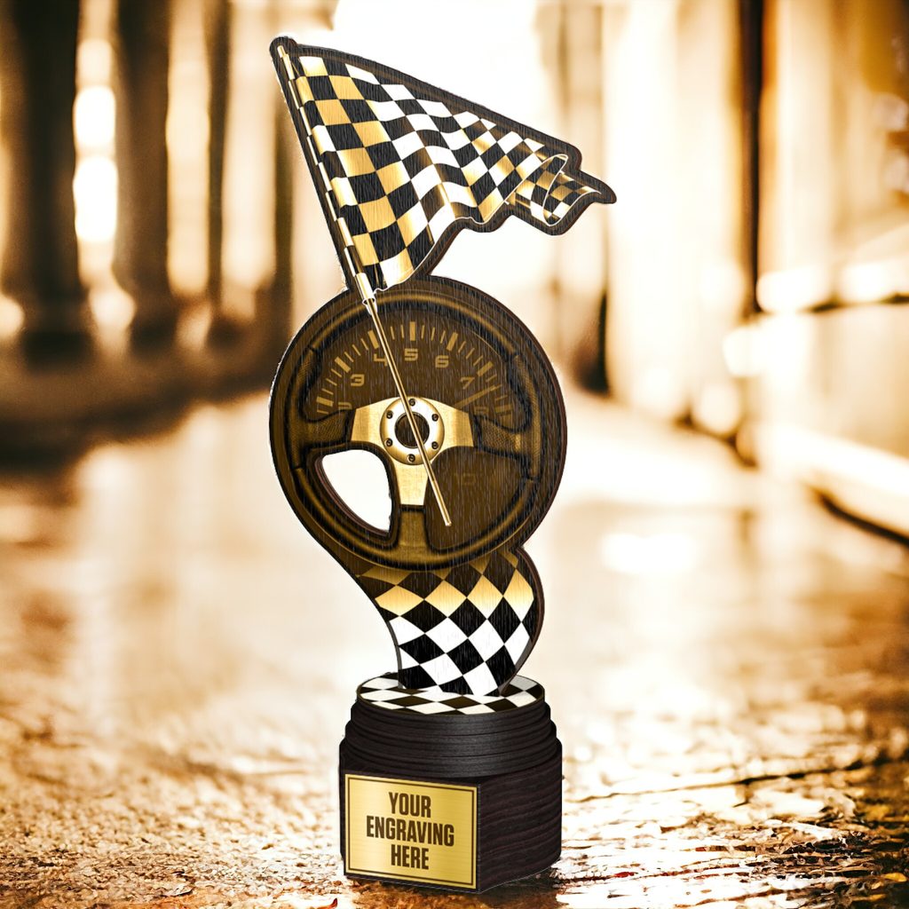 Frontier Classic Real Wood Motorsport Speedometer Trophy | Trophy Monster