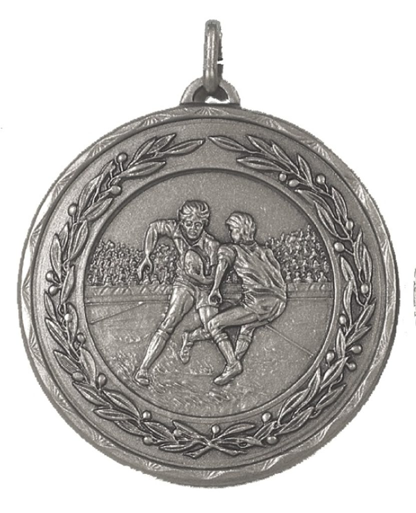 Diamond Edged Rugby Match Silver Medal | Trophy Monster