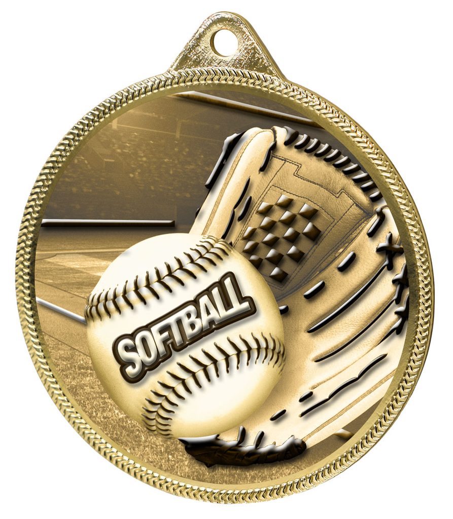 Softball Classic Texture 3D Print Gold Medal | Trophy Monster