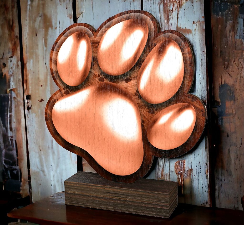 Sierra Classic Dog Paw Print Wood Trophy | Trophy Monster