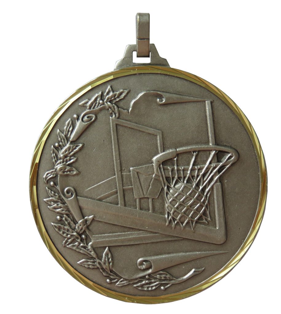 Diamond Edged Basketball Hoop Silver Medal | Trophy Monster