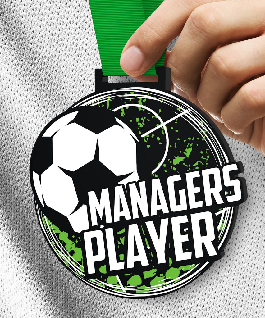 Giant Managers Player Black Acrylic Football Medal | Trophy Monster