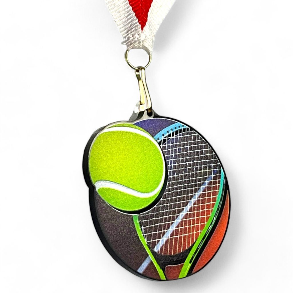 Rincon Colour Tennis Black Acrylic Medal | Trophy Monster