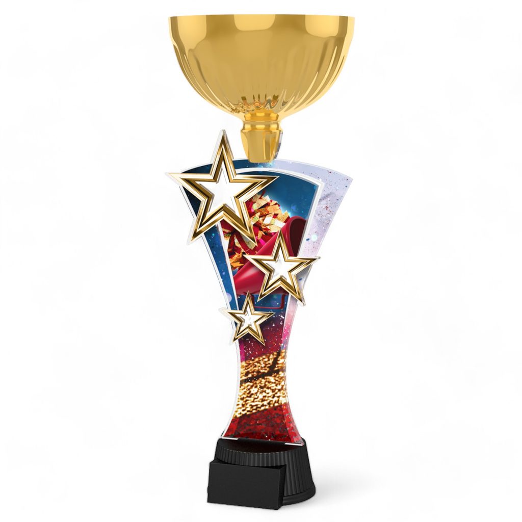 Triple Star Cheerleader Gold Trophy Cup | Trophy Monster