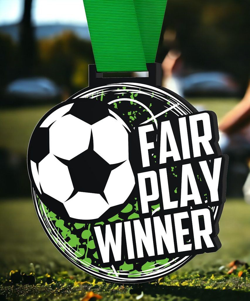 Giant Fair Play Black Acrylic Football Medal | Trophy Monster