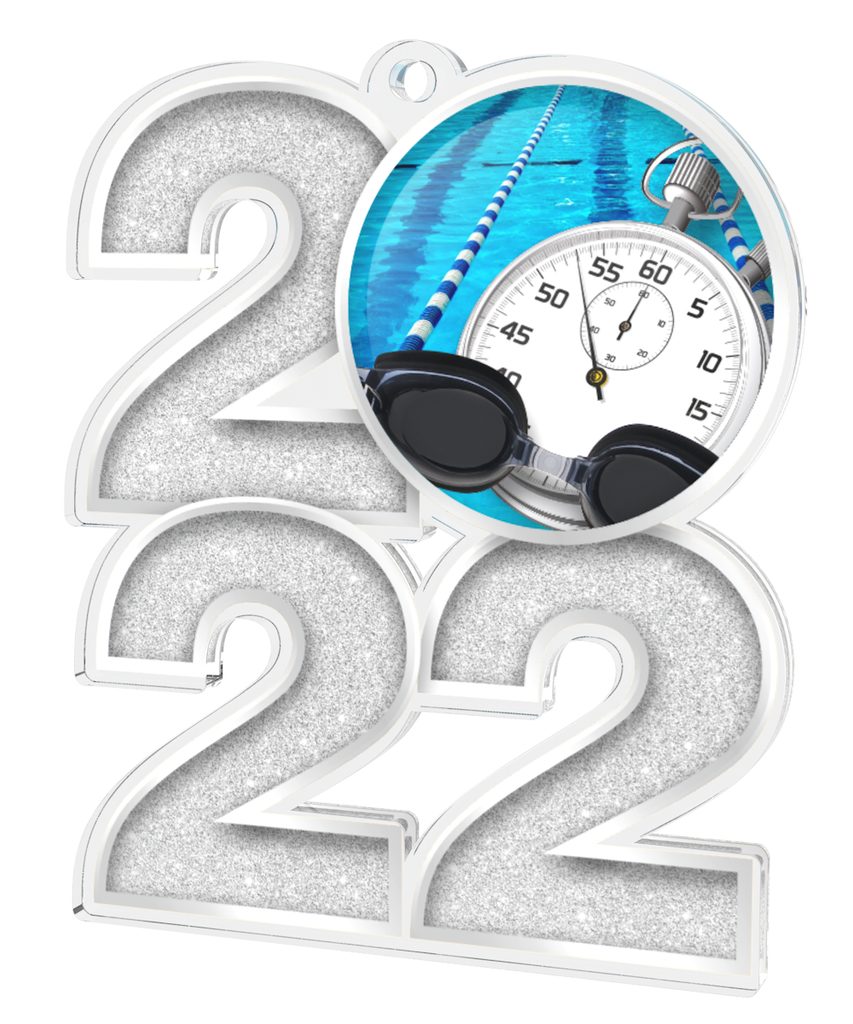 Swimming Gala 2022 Silver Acrylic Medal | Trophy Monster