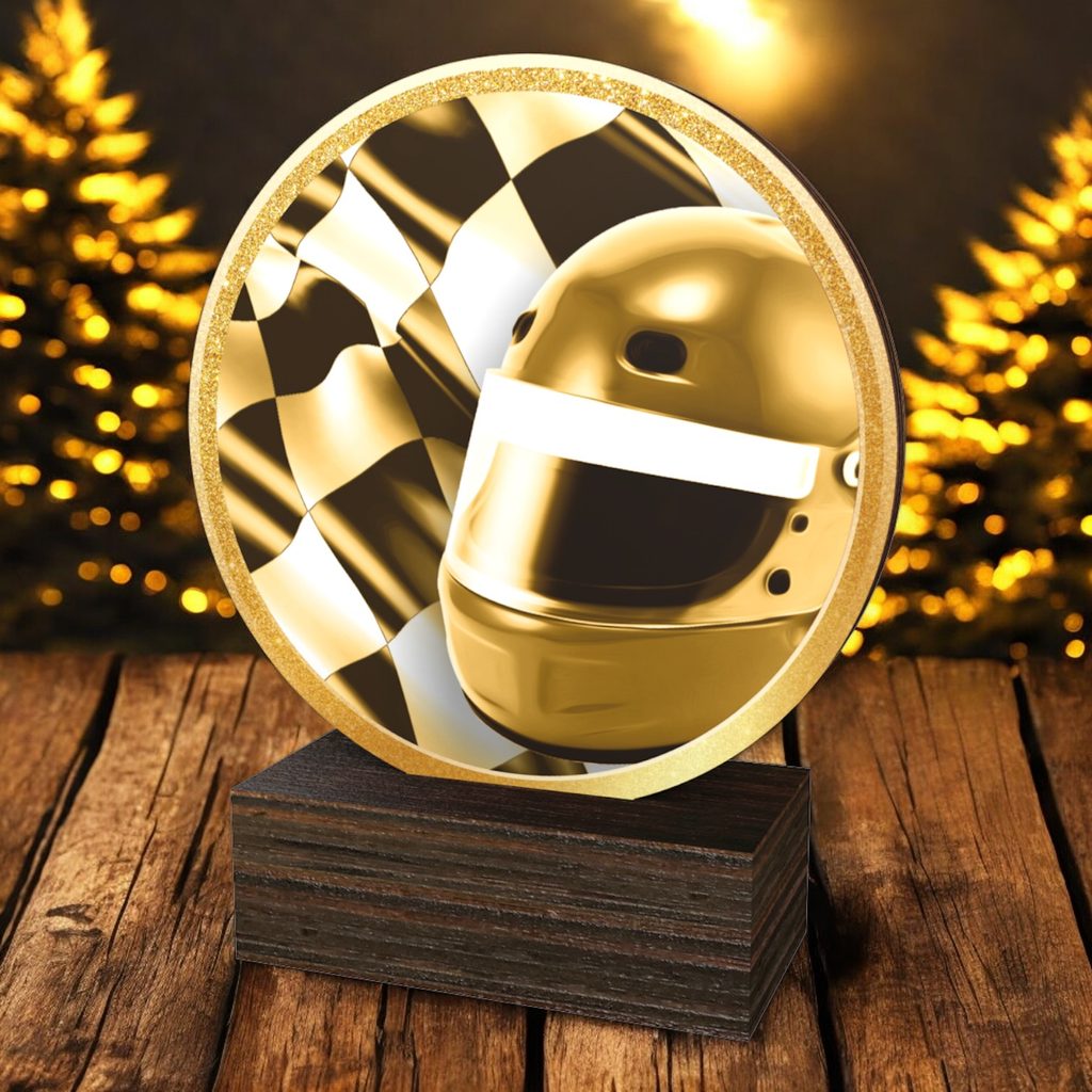 Holt Classic Motorsports Helmet Wood Trophy | Trophy Monster