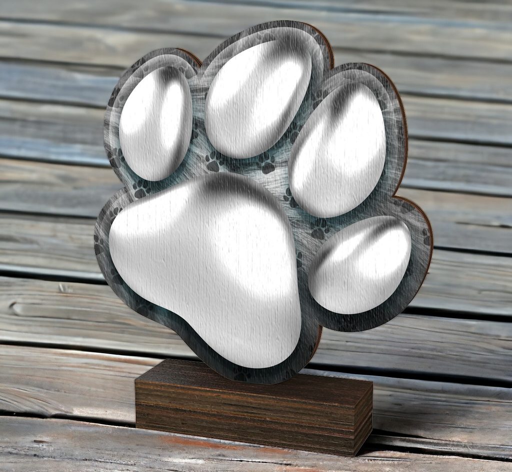 Sierra Classic Dog Paw Print Wood Trophy | Trophy Monster