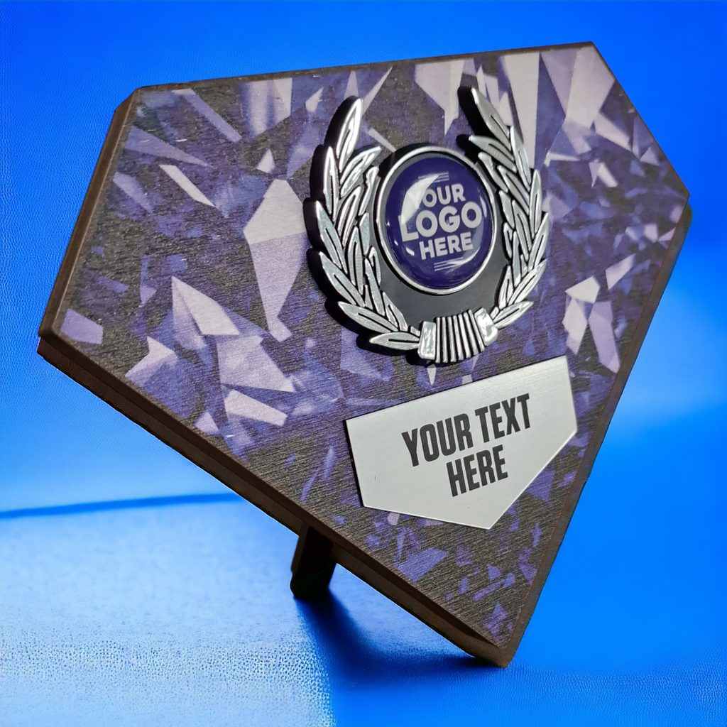 Diamond Blue Birchwood Logo Insert Shield | Trophy Monster