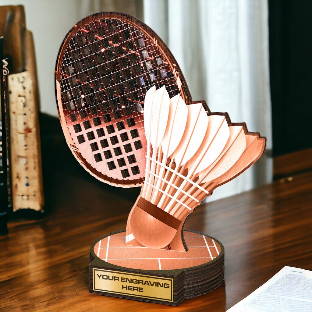 Grove Classic Badminton Real Wood Trophy | Trophy Monster