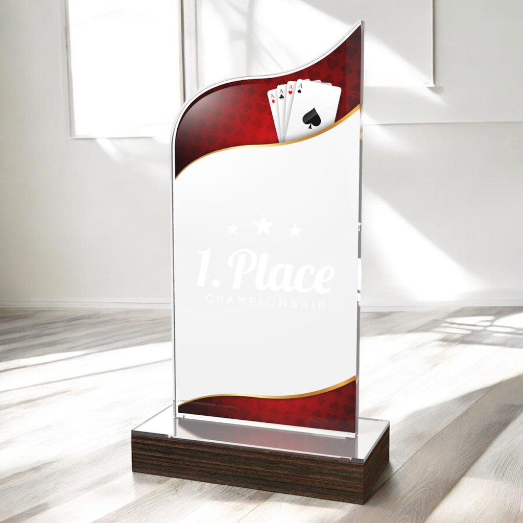 United Playing Cards Acrylic Wood Fusion Trophy | Trophy Monster