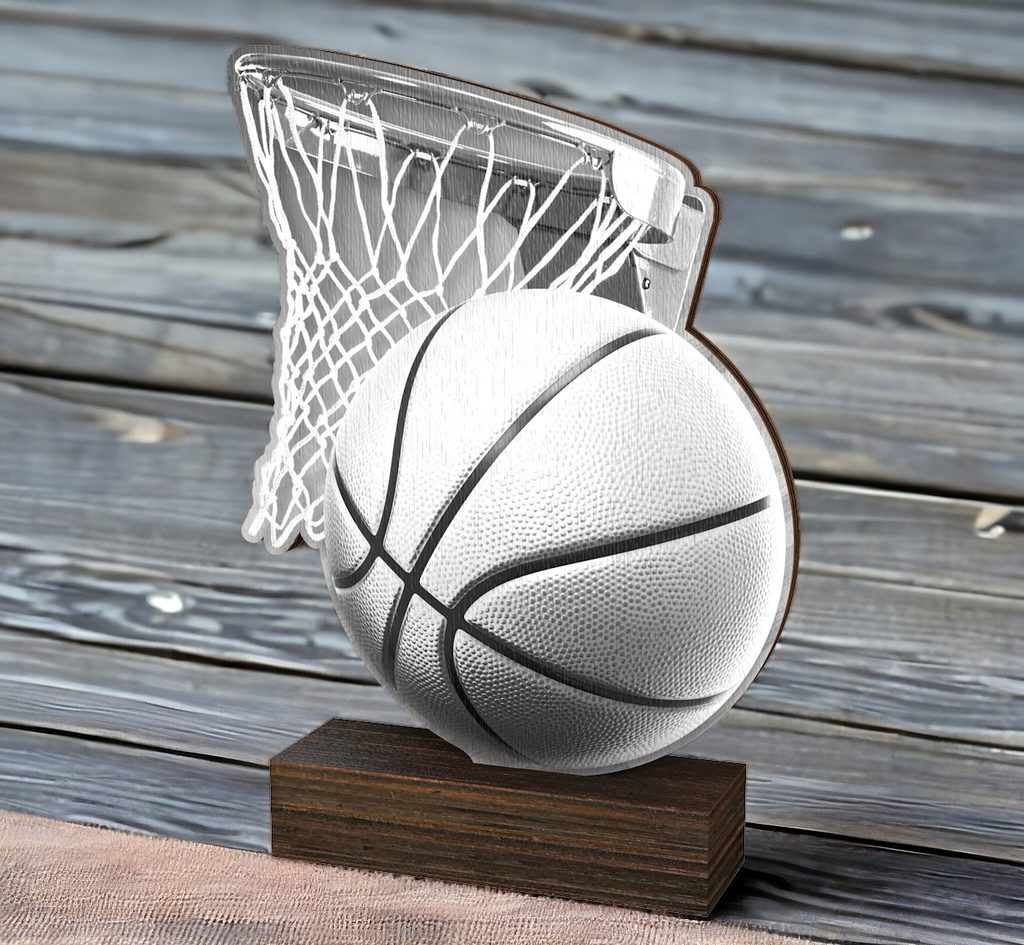 Sierra Classic Basketball Hoop Real Wood Trophy | Trophy Monster