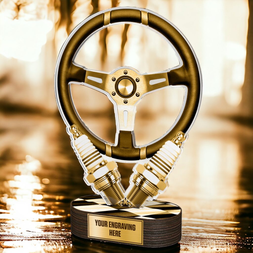 Altus Classic Motor Racing Wheel Trophy | Trophy Monster