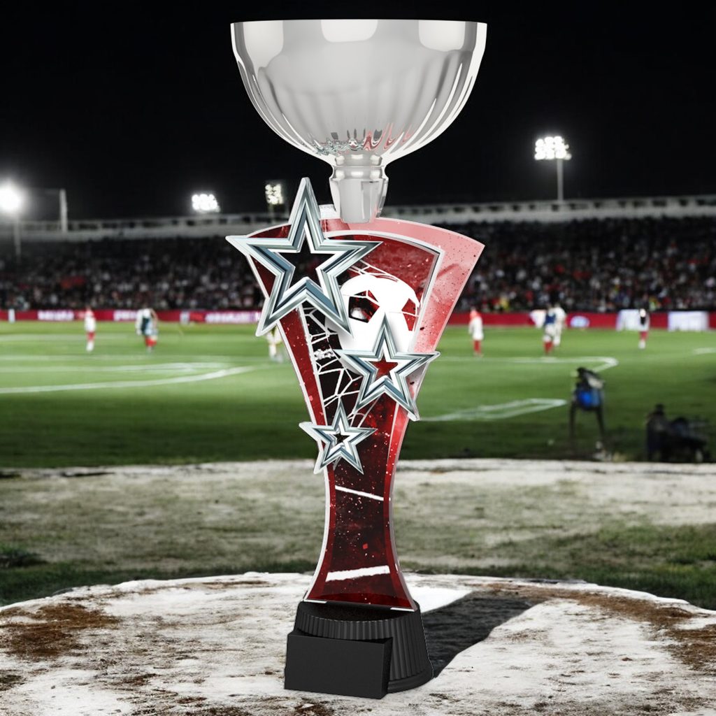 Triple Star Football Silver Trophy Cup | Trophy Monster