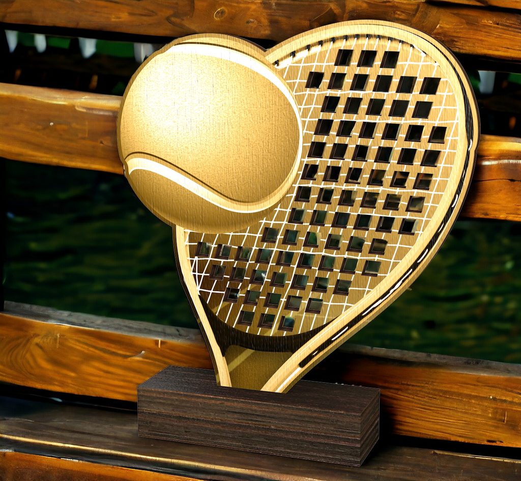 Sierra Classic Tennis Racket Real Wood Trophy | Trophy Monster