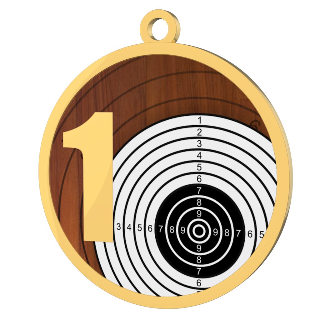 Target 1st Place Printed Gold Shooting Medal | Trophy Monster