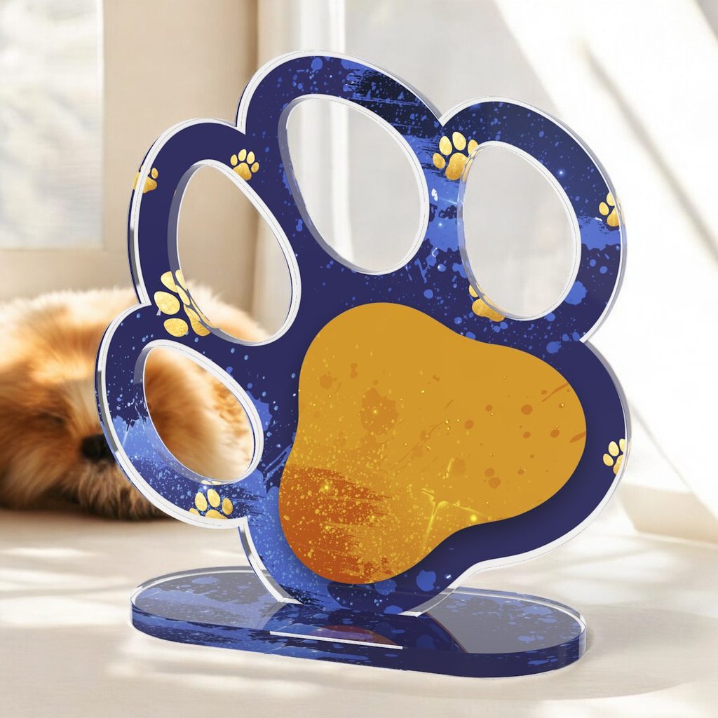 Hooch Dog Blue Paw Print Trophy | Trophy Monster