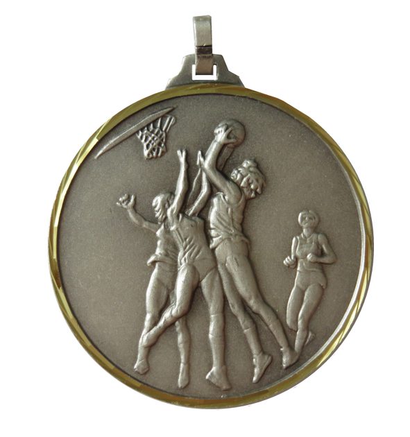 Diamond Edged Female Basketball Silver Medal | Trophy Monster