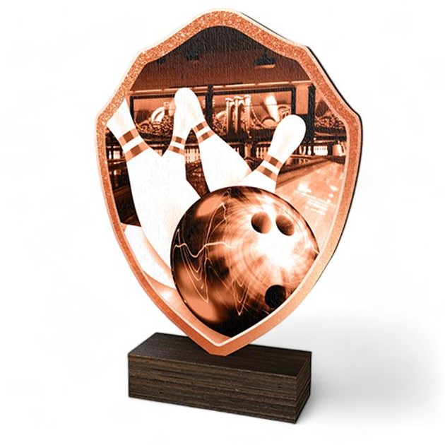 Arden Classic Tenpin Bowling Real Wood Shield Trophy | Trophy Monster