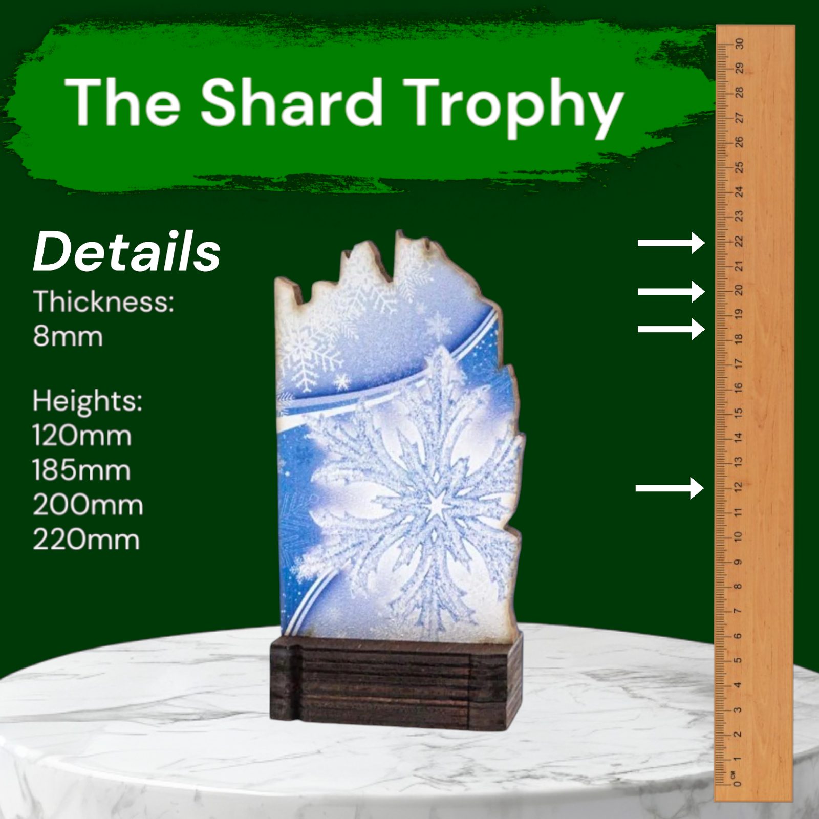 Shard Snowflake Eco Friendly Wooden Trophy | Trophy Monster