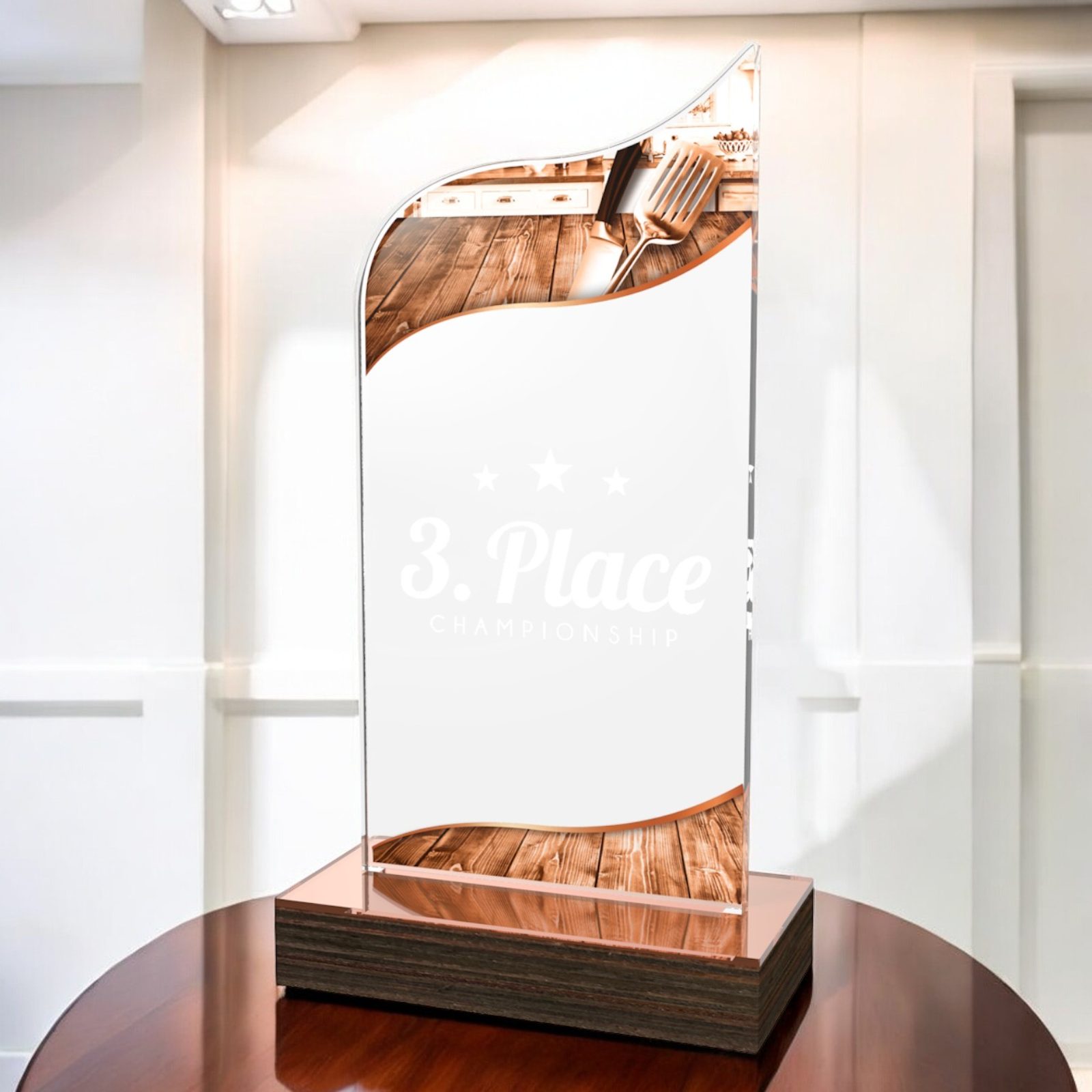 United Cooking Acrylic Wood Fusion Trophy | Trophy Monster