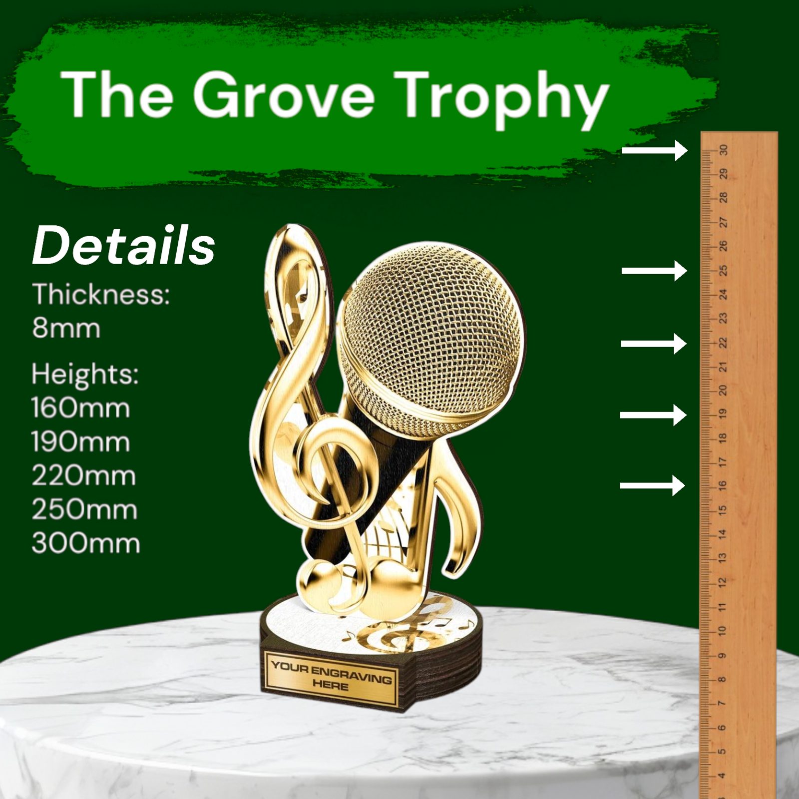 Grove Classic Singing Real Wood Trophy | Trophy Monster