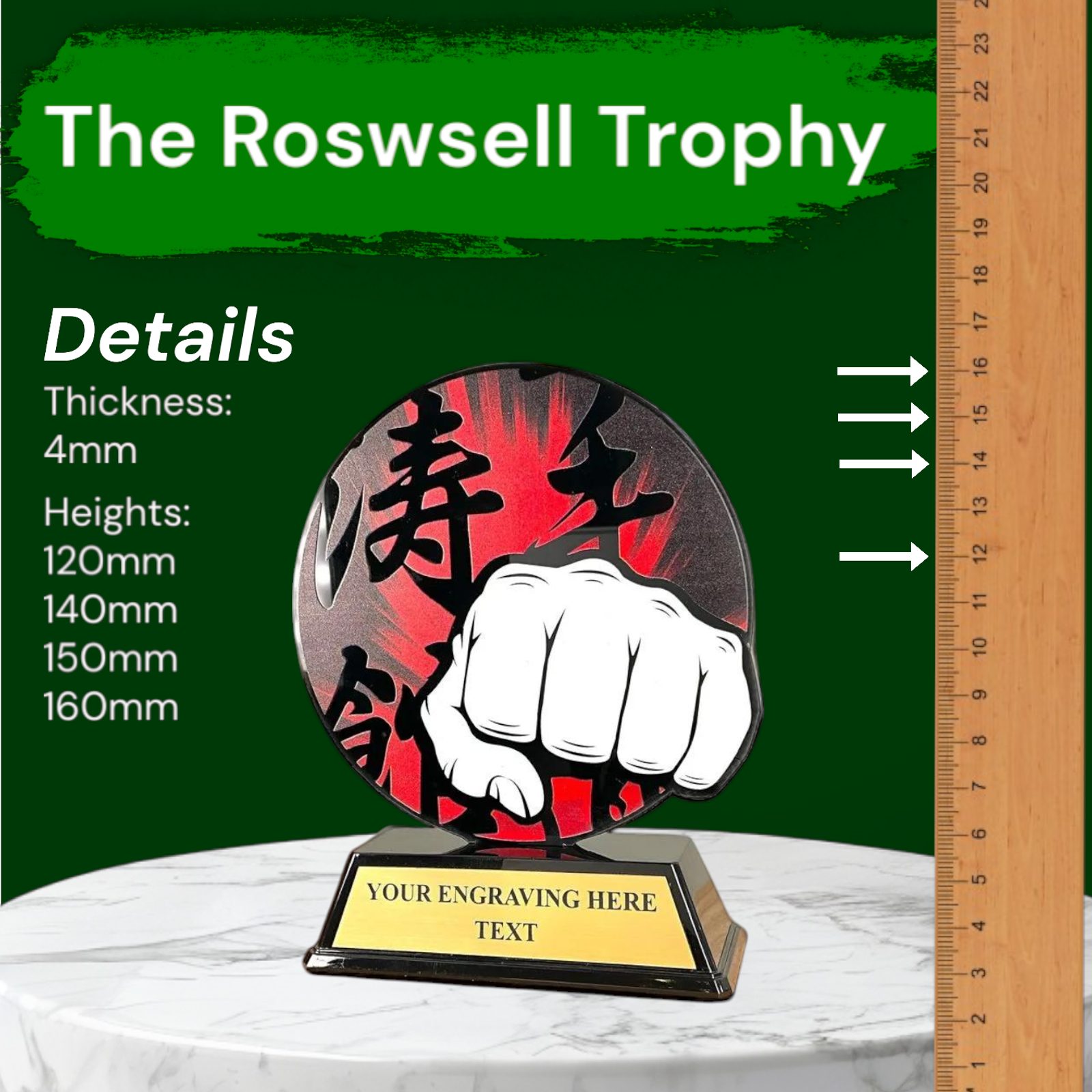Roswell Martial Arts Fist Trophy | Trophy Monster