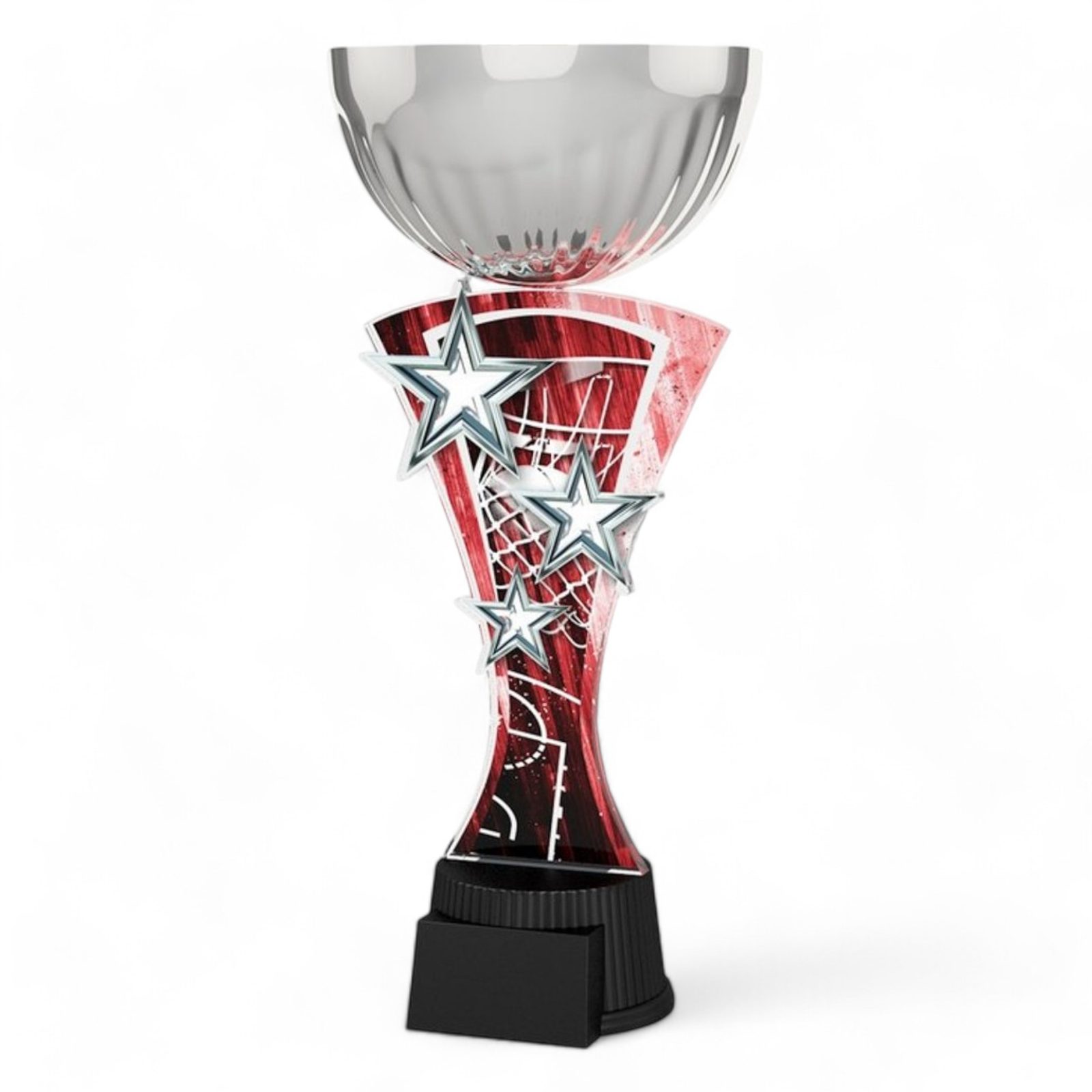 Triple Star Basketball Silver Trophy Cup | Trophy Monster