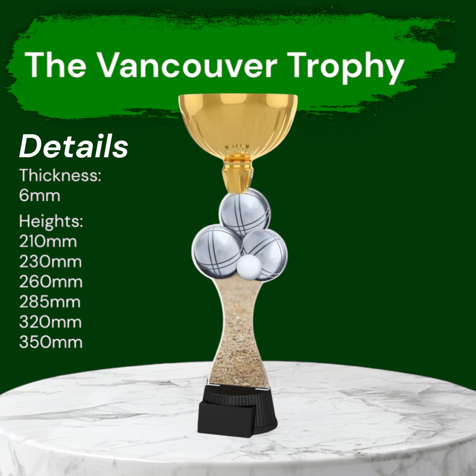 Vancouver Pétanque Balls Gold Cup Trophy | Trophy Monster